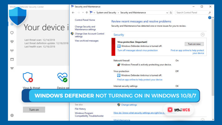 How To Fix Windows Defender Not Turning On In Windows 10/8/7 | Yehi Web